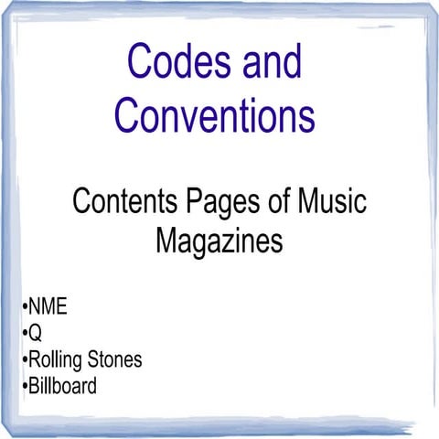 Codes and conventions contents page | PPT