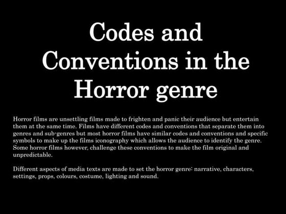 Codes and conventions in the horror genre | PPT