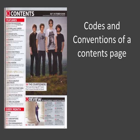 Codes and conventions of a contents page | PPTX