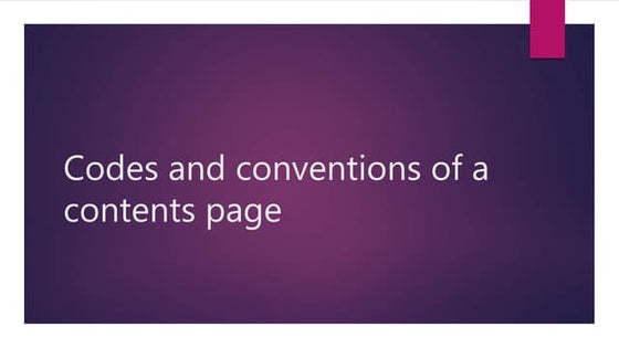 contents page codes and conventions | PPT