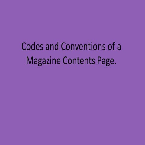 Codes and conventions of a magazine contents page | PPTX