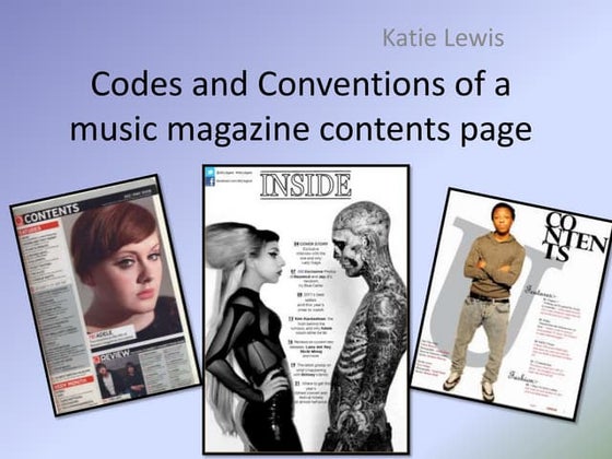 Codes and conventions of a magazine contents page | PPTX
