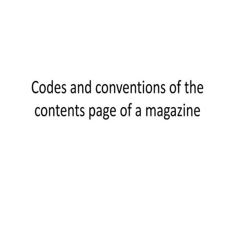 Codes And Conventions Of A Magazine Front Cover | PPTX