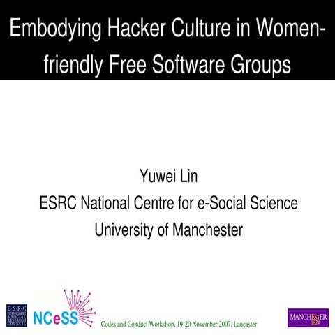 Embodying Hacker Culture in Women-friendly Free Software Groups | PDF | Computer Software and ...