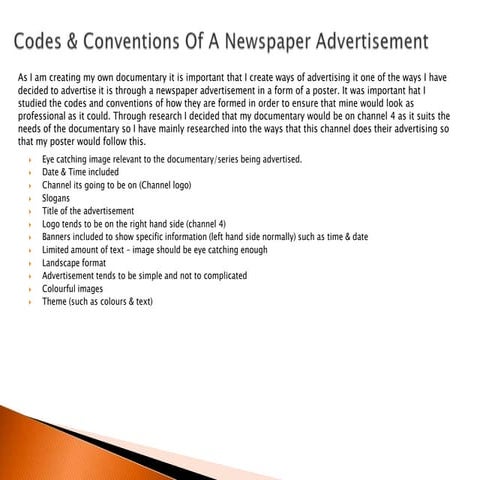 Codes and conventions of a print ad | PPTX