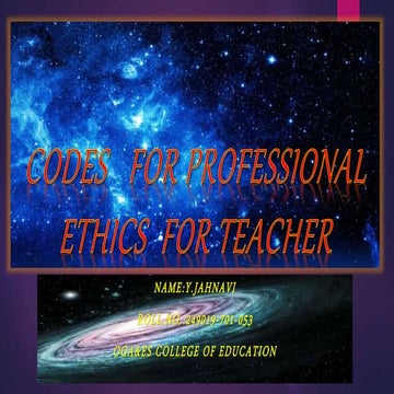 Codes for professional ethics for teacher | PPT