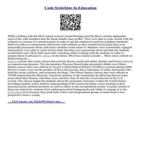 Code Switching In Education | PDF