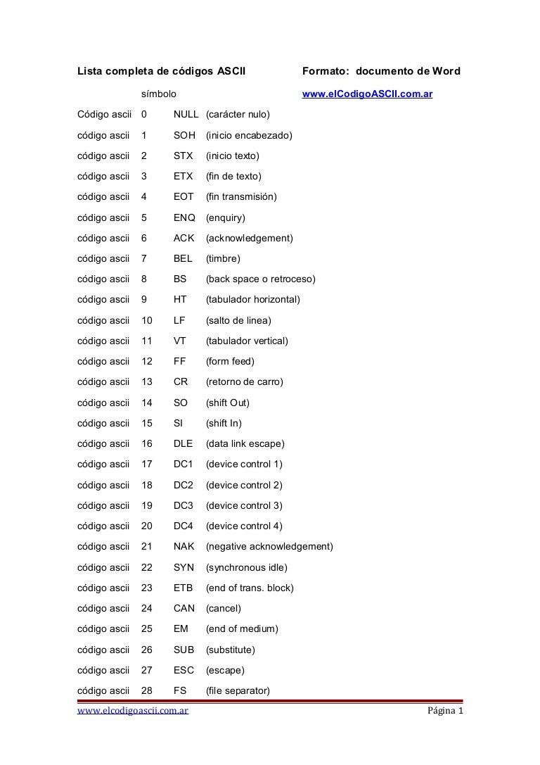 Codigo ascii