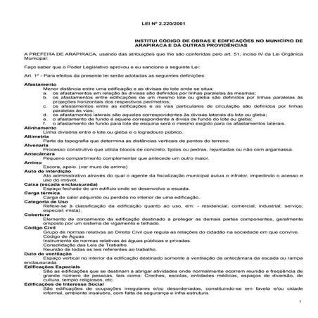 Codigo de obras e edificacoes Arapiraca- AL | PDF