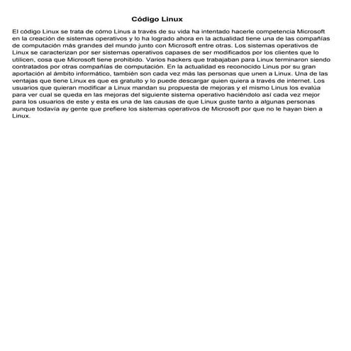 Resumen documental código linux | DOCX