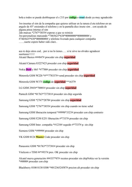 All nokia master codes | PDF