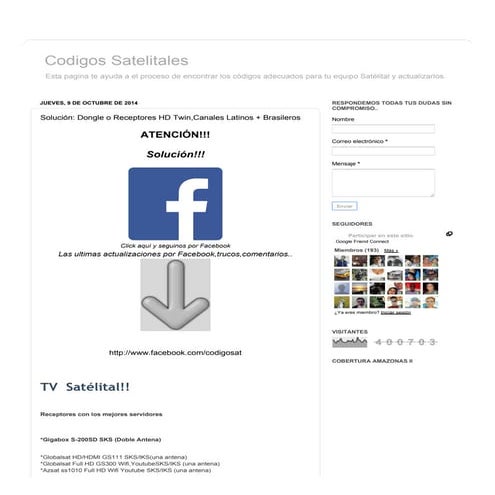 Codigos satelitales actualizados | PDF