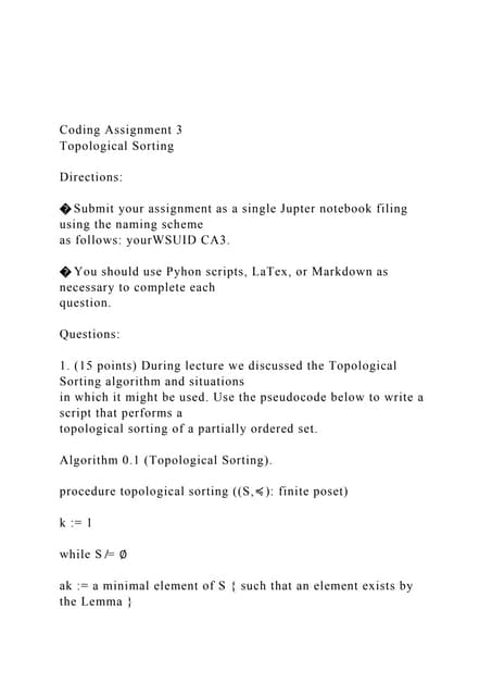 Coding Assignment 3topological Sortingdirections S Docx