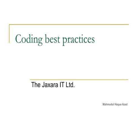 Coding Best Practices Pps Programming Languages Computing