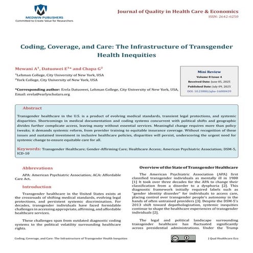 Coding, Coverage, and Care: The Infrastructure of Transgender Health ...