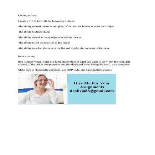 Coding In Java Create A Todo List With The Following Features The 