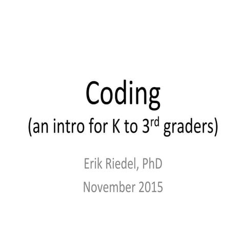 Coding - an intro for K to 3rd graders | PDF