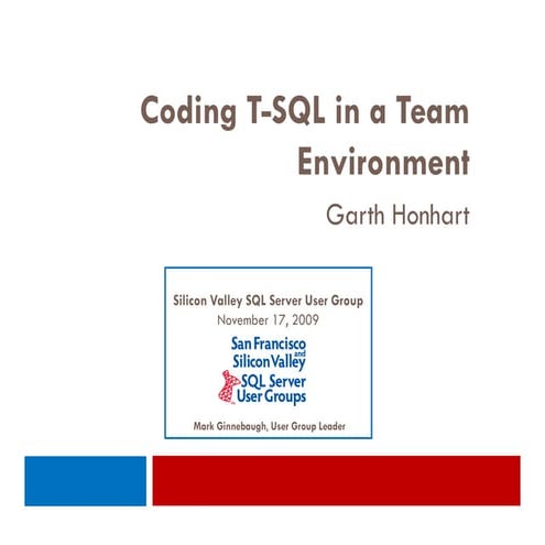 Coding T-SQL in a Team Environment | PDF