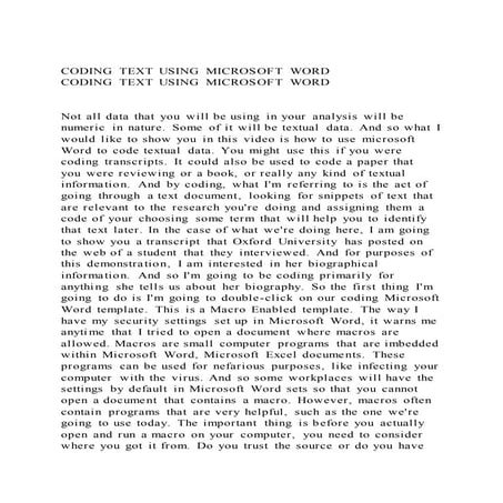 Coding Text Using Microsoft Wordcoding Text Using Microsoft Word Pdf 6790