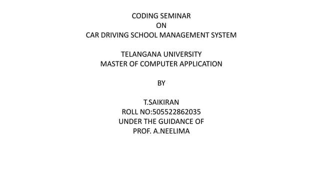 Cdms Ppt Car Driving Management System Cdms Ppt