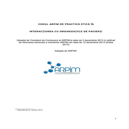 Cod practica etica asociatii de pacienti vs. pharma | PDF