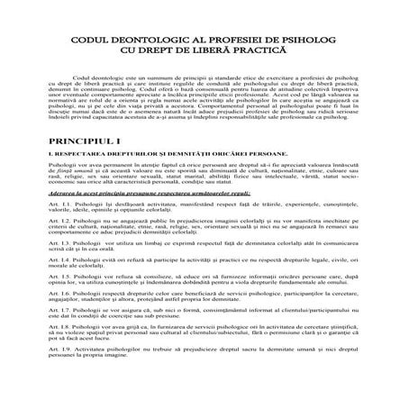 Codul deontologic | PDF