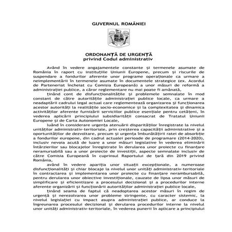Codul Administrativ al României | DOC