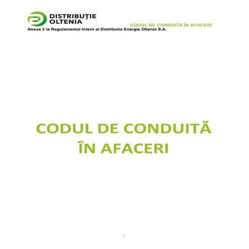 Codul de conduita in afaceri - Distributie Oltenia | PDF