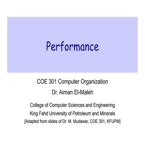 Kiến trúc máy tính-COE 301 - Performance.ppt