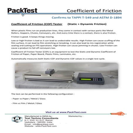 Coefficient Of Friction Cof Tester 2018 Pdf Computing Technology And Computing