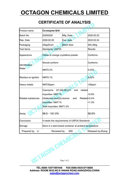 COA L-Theanine Powder | PDF
