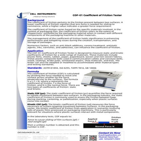 COF-01 Coefficient of Friction Tester: Accurate Analysis for Various ...