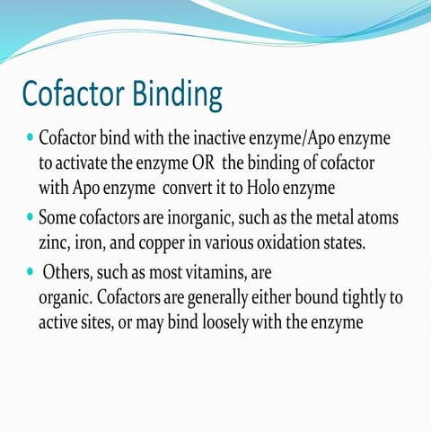 Cofactor binding bioinformatics | PPTX