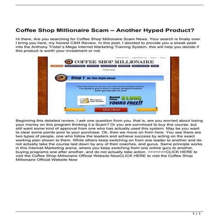 Coffee Shop Millionaire Scam | PDF