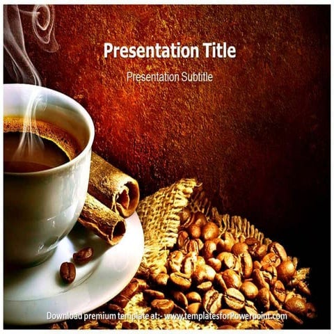 Cup Of Coffee With Espresso Beans PPT Template | PPTX