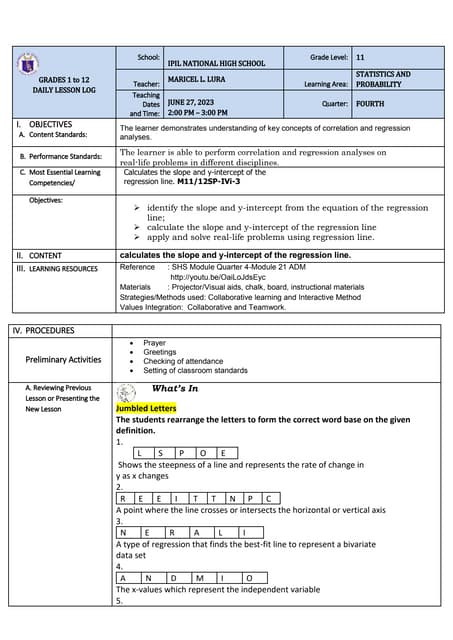 Lesson plan in mathematics 9 (illustrations of quadratic equations) | PDF