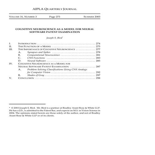 Cognitive Neuroscience Model Neural Software Patent Examination | PDF