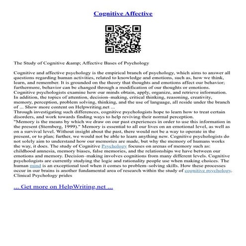 Cognitive Affective | PDF