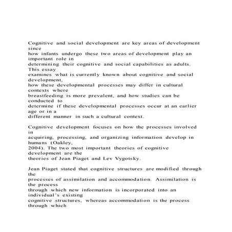 Cognitive and social development are key areas of development | DOCX