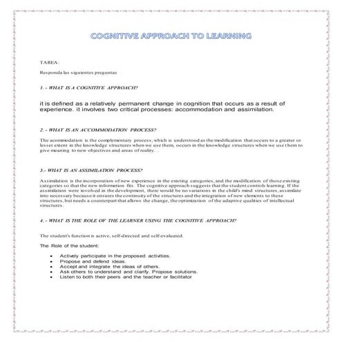 Cognitive approach to learning | DOCX | Education
