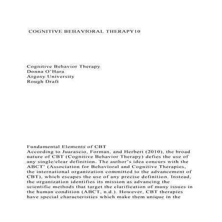 COGNITIVE BEHAVIORAL THERAPY10Cognitive Behavior .docx