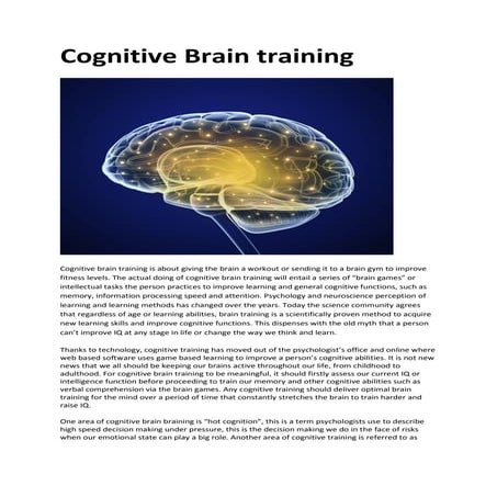 Cognitive brain training | PDF