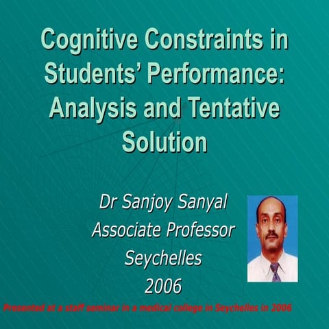 Cognitive Constraints In Students’ Performances | PPT
