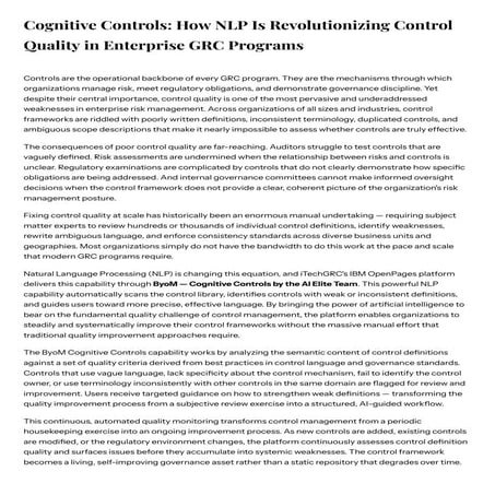 Cognitive Controls: How NLP Is Revolutionizing Control Quality in ...
