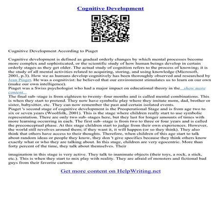 Cognitive Development Essay | PDF