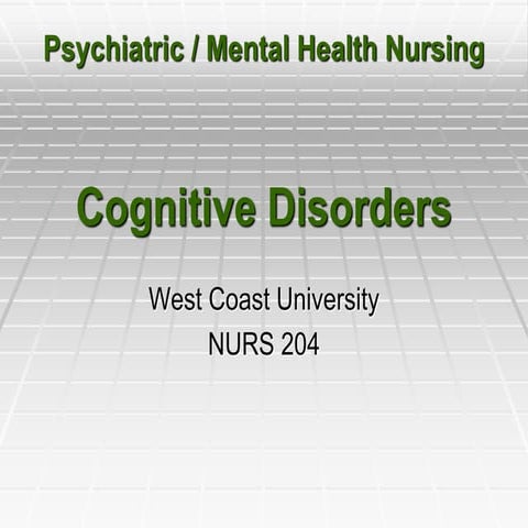 Cognitive Disorder Ch14 .ppt