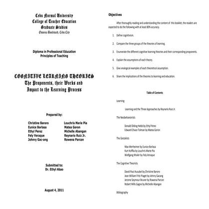 Cognitive learning theories | DOC