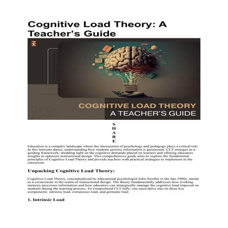 Cognitive Load Theory: A Teacher's Guide | PDF