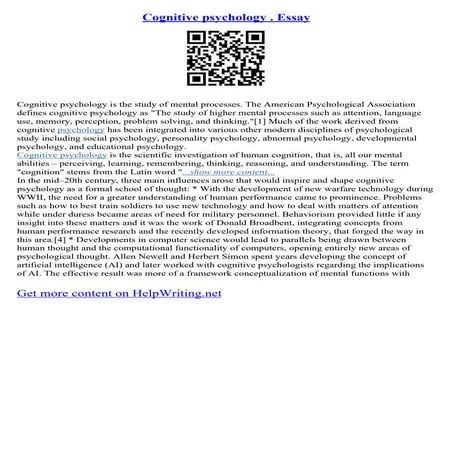 Cognitive Psychology . Essay | PDF