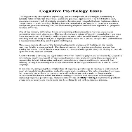 Cognitive Psychology Essay. Cognitive psychology Essay Example Topics ...